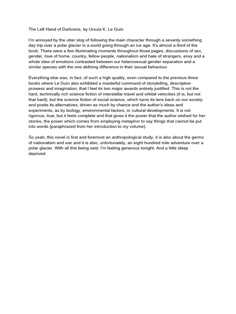 The Left Hand of Darkness, by Ursula K. Le Guin | PDF