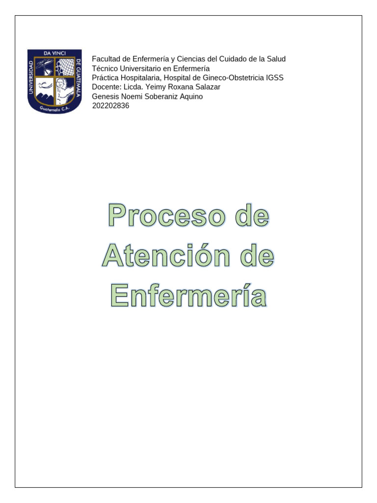 PAE Gineco Postoperadas | PDF | Enfermería | Medicina