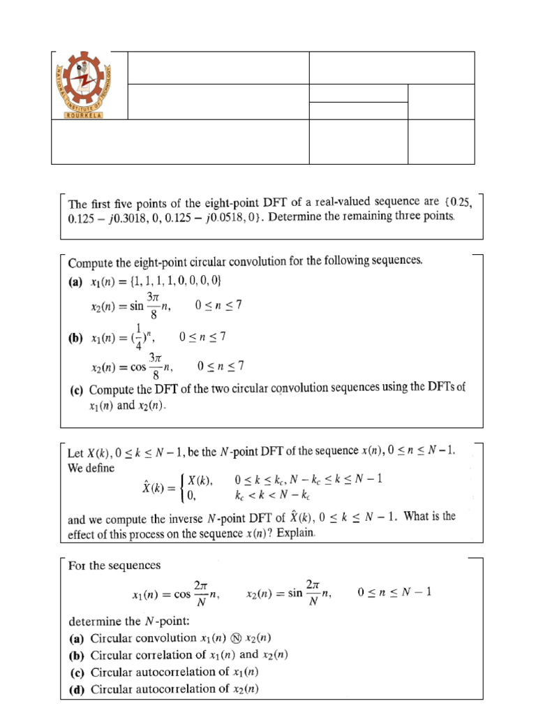 Assignment 6 On The Discrete Fourier Transform (DFT) | PDF