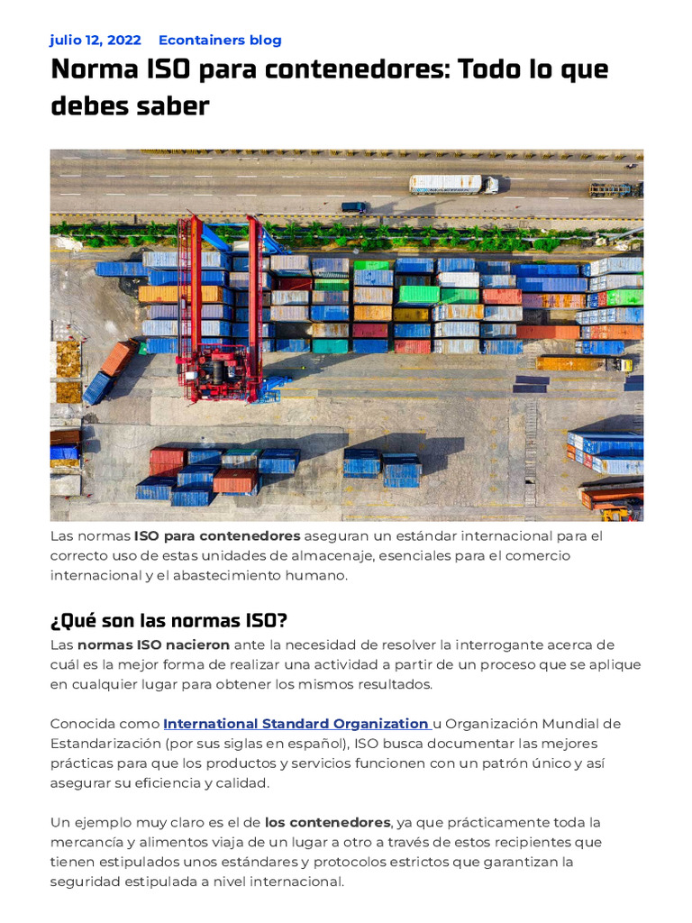 Norma ISO para Contenedores - Todo Lo Que Debes Saber - Econtainers ...