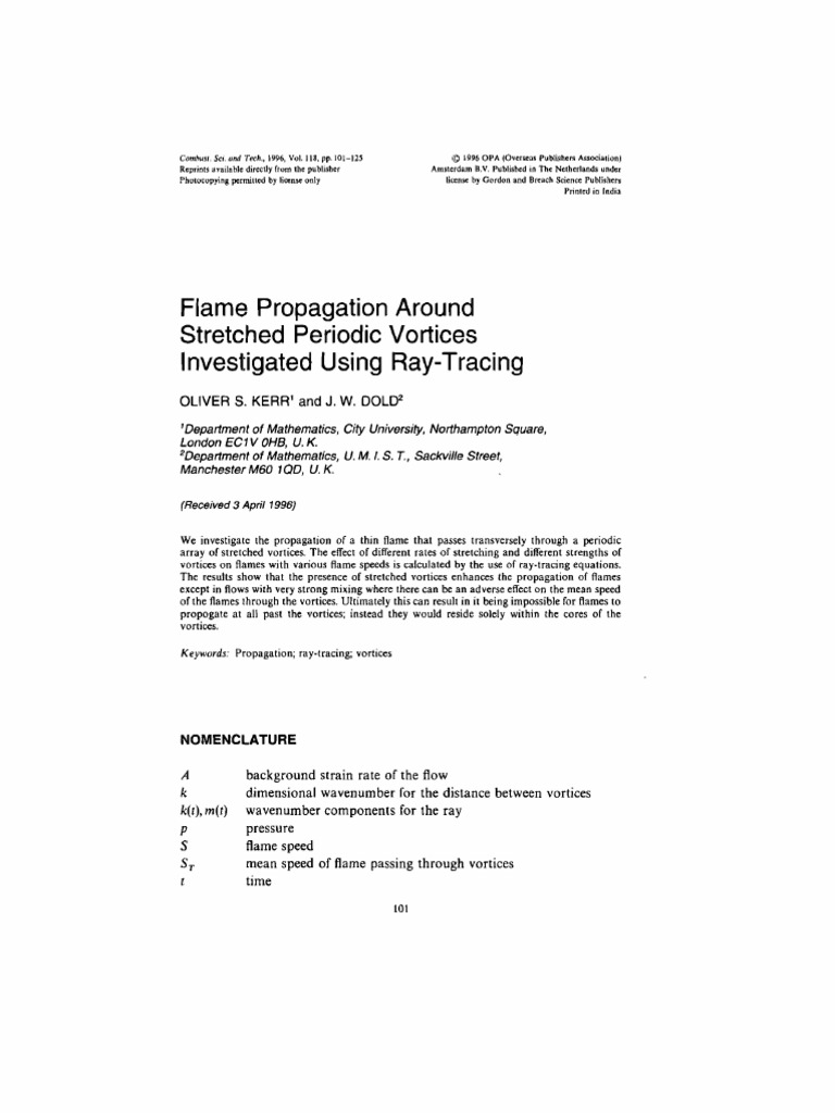 Oliver S. Kerr and J.W. Dold - Flame Propagation Around Stretched ...