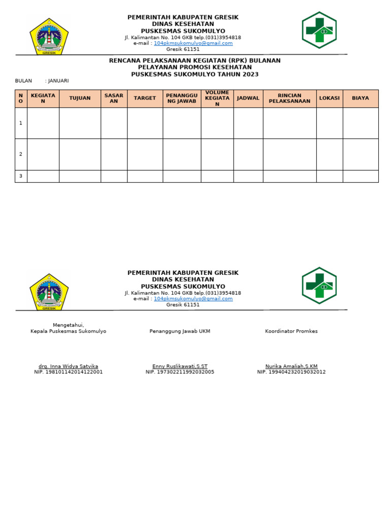 RPK Bulanan Promkes 2023 | PDF