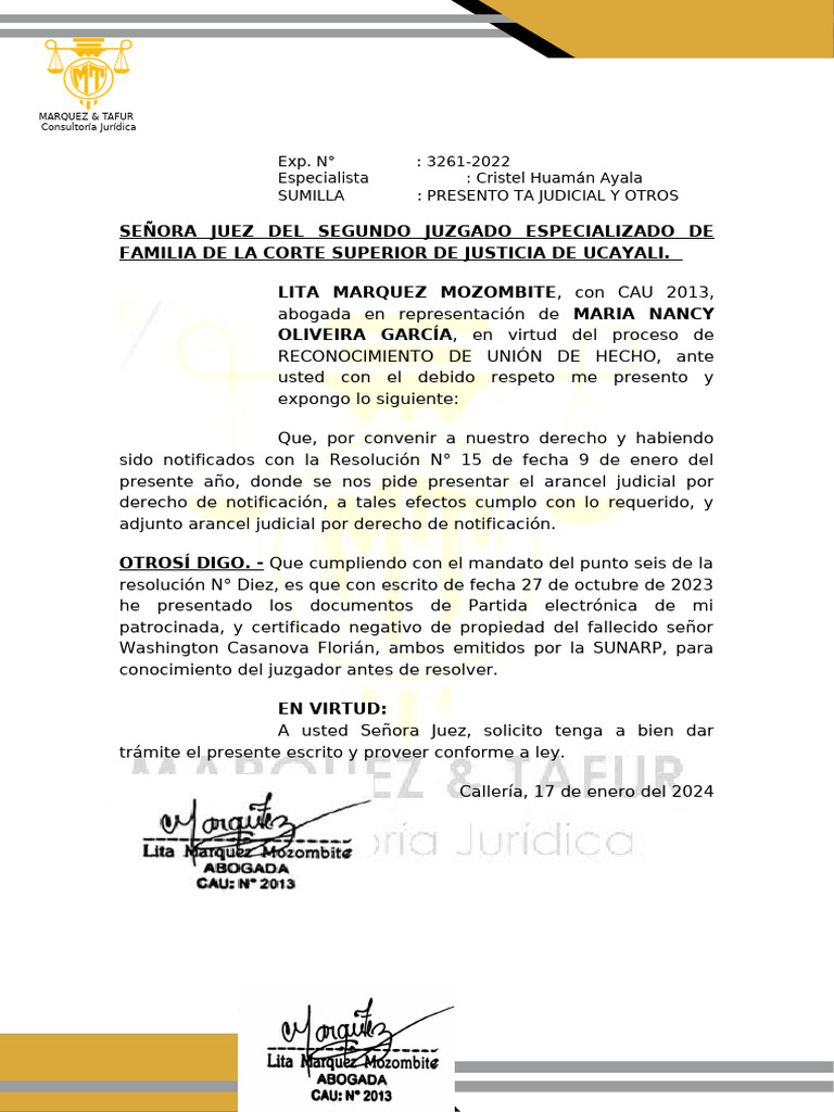 Presento Tasa Judicial | PDF