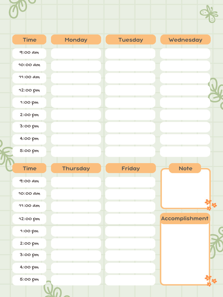 Green Cute Playful Doodle Weekly Study Planner | PDF