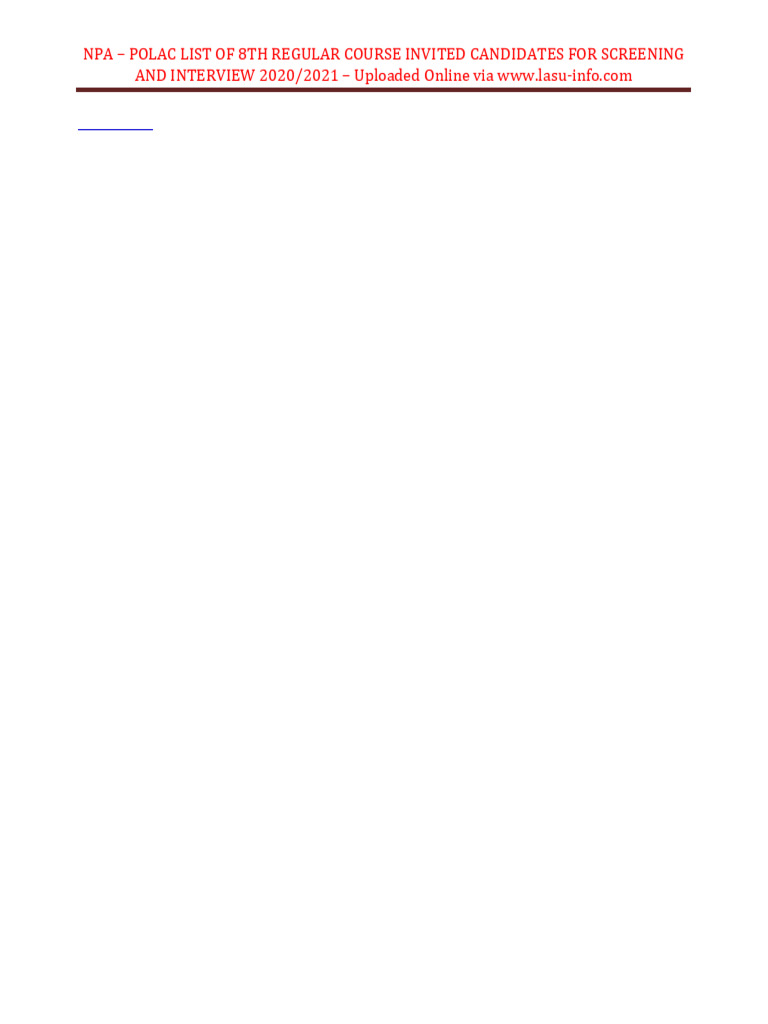 POLAC Screening Interview List 2024 2025 | PDF