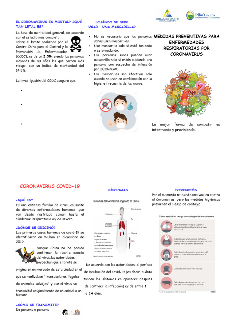 Triptico Coronavirus | PDF | Ciencias de la Salud | Medicina