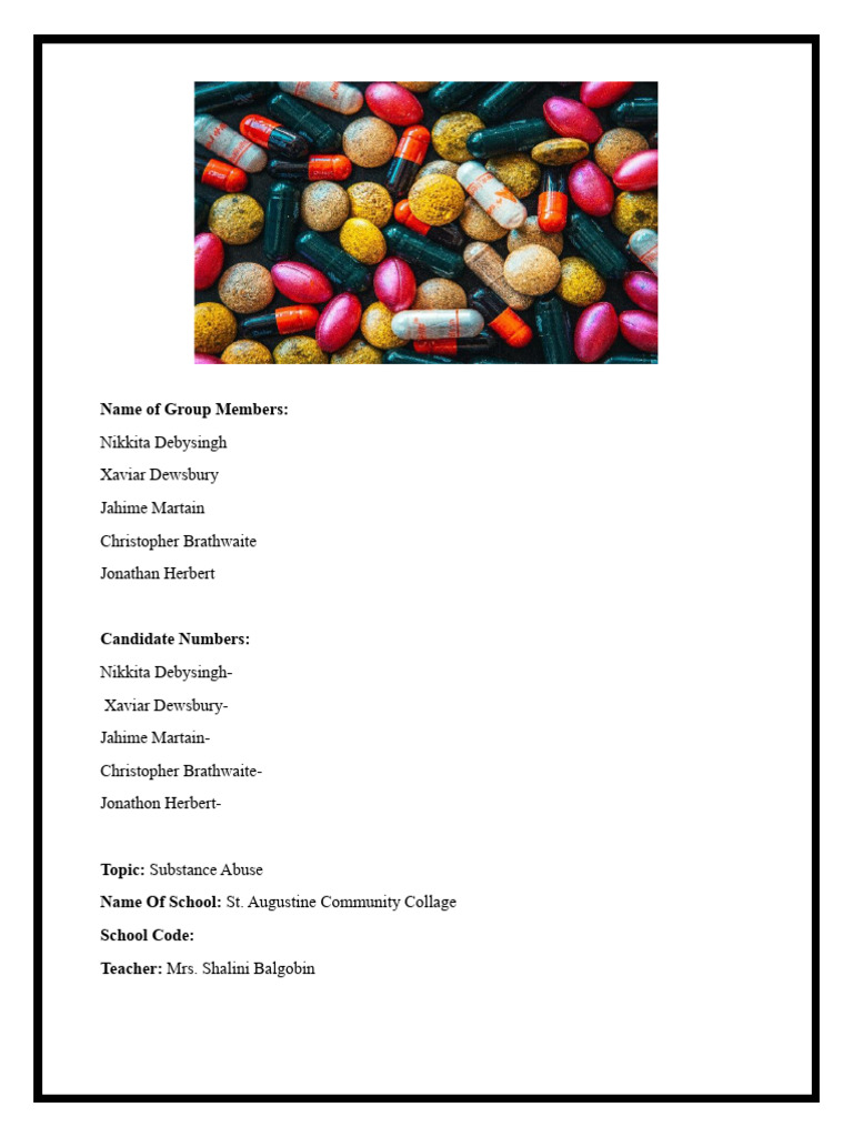 Social-Studies Sba (Substance Abuse) | PDF | Pie Chart | Substance Abuse
