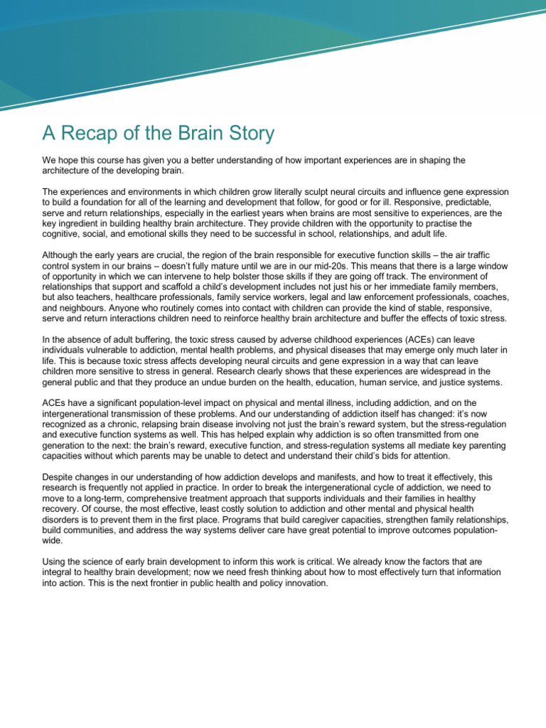 A Recap of The Brain Story | PDF | Mental Disorder | Chronic Condition