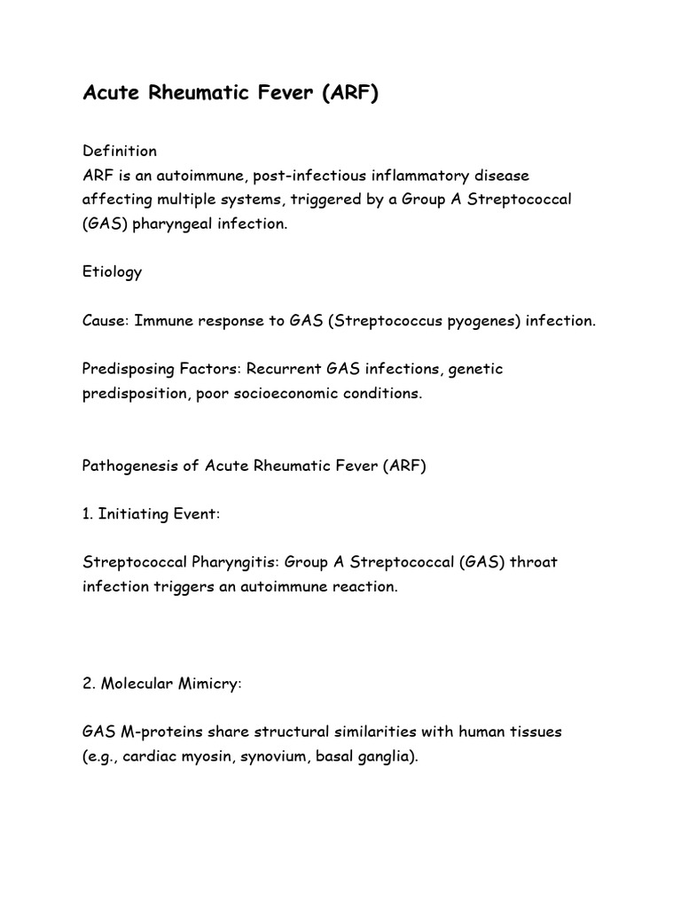 Acute Rheumatic Fever (ARF) | PDF | Medicine | Diseases And Disorders