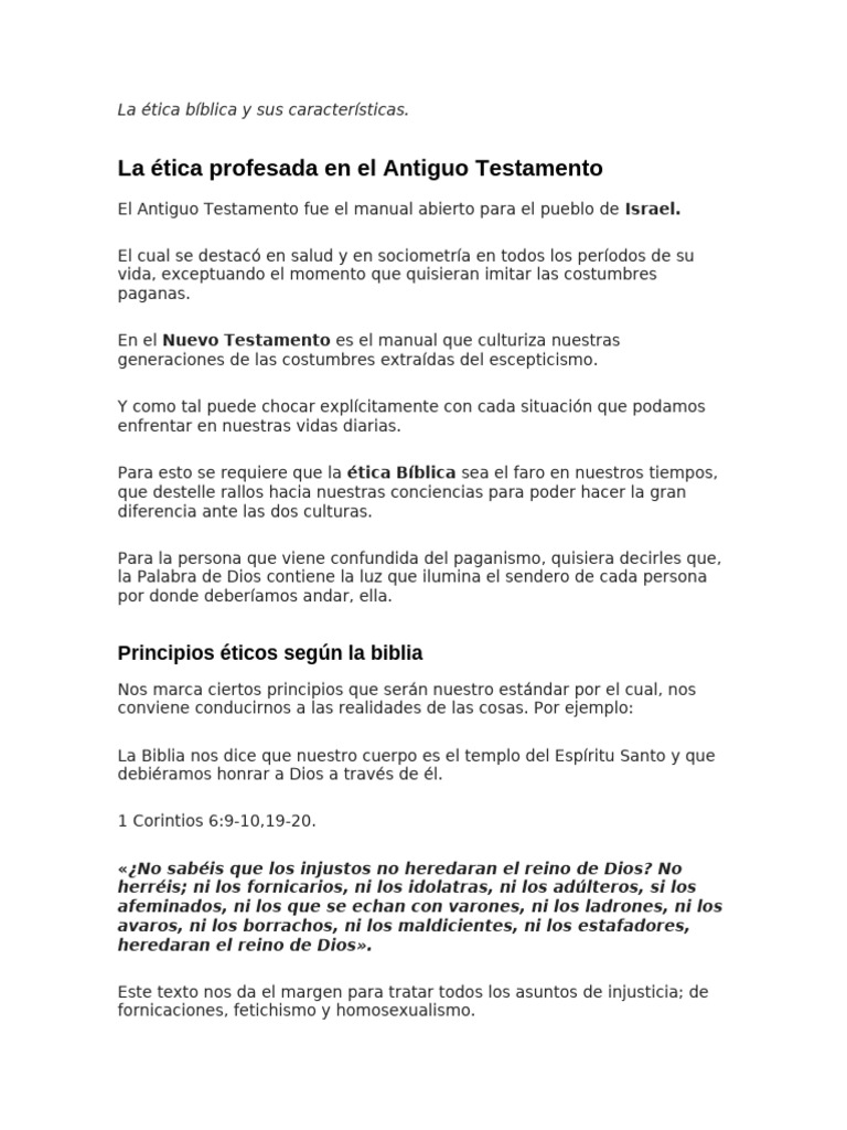 La Ética Bíblica y Sus Características | PDF | Biblia | Matrimonio