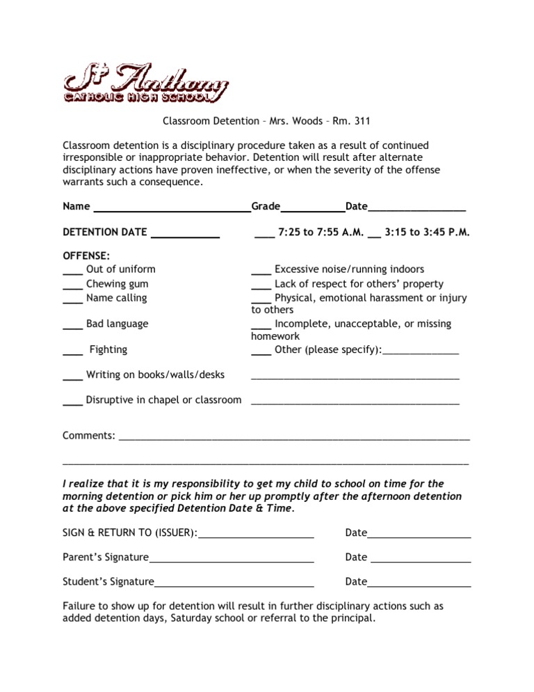 Classroom Detention | PDF