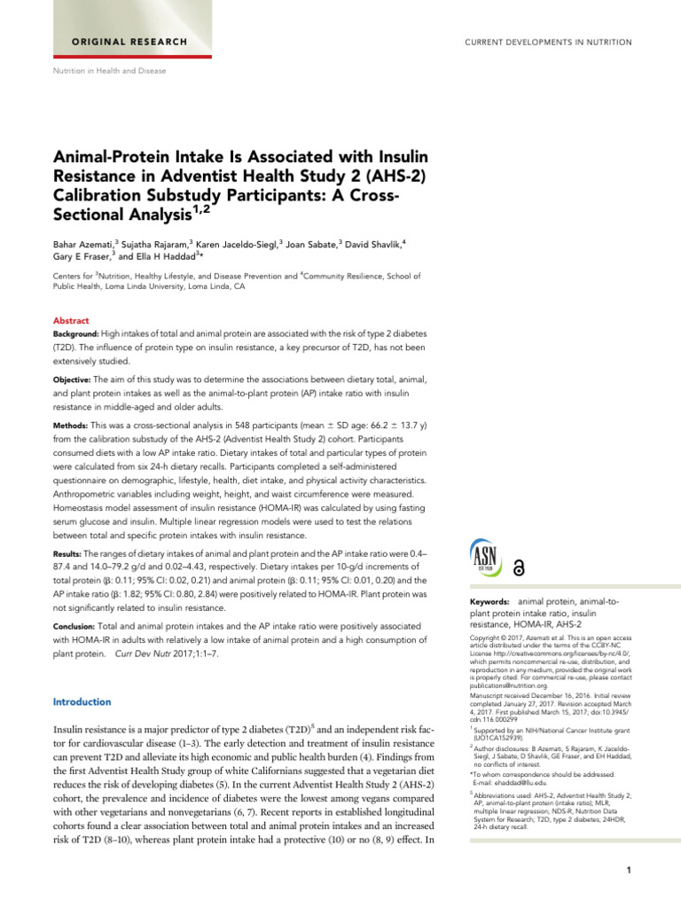Animal-Protein Intake Is Associated With Insulin Resistance in ...