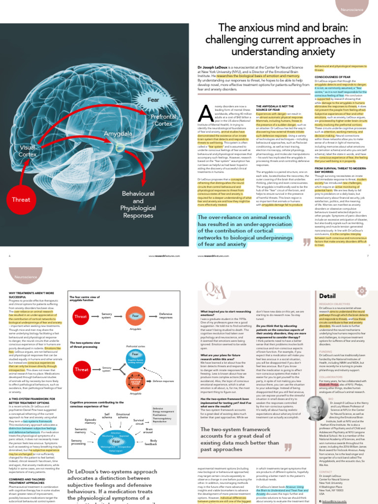 LeDoux - Cerebro Ansioso Original | PDF | Anxiety | Fear