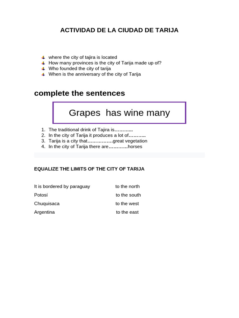 Preguntas de Tarija | PDF