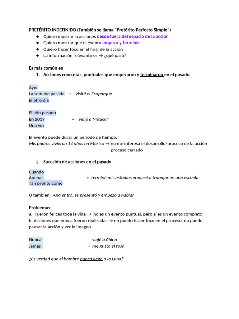 Pret. Indef y Pret Imperf | PDF