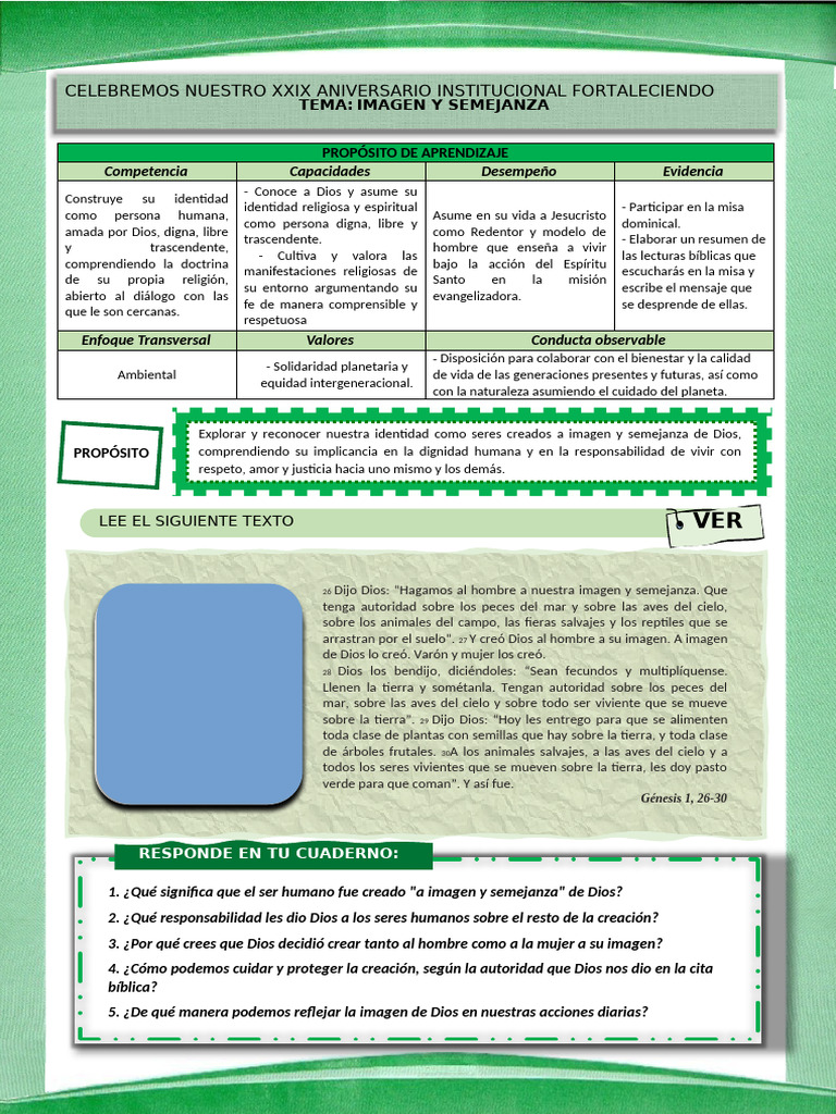Ficha U7 S3 | PDF | Dios | Narrativa de la creación del Génesis