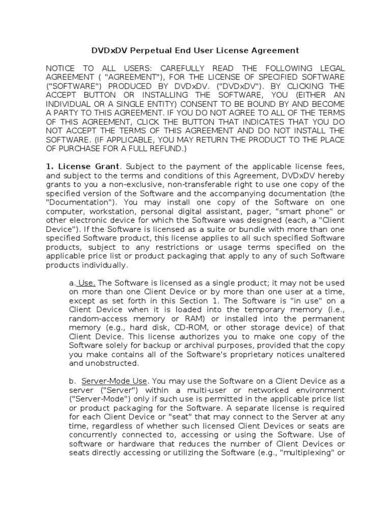 DVDXDV Perpetual End User License Agreement | PDF | License ...