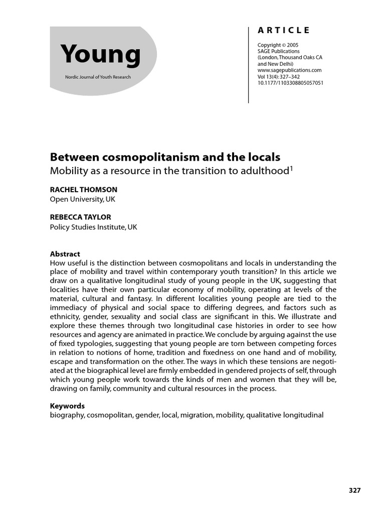 Thomson Taylor 2005 Between Cosmopolitanism and The Locals Mobility As ...