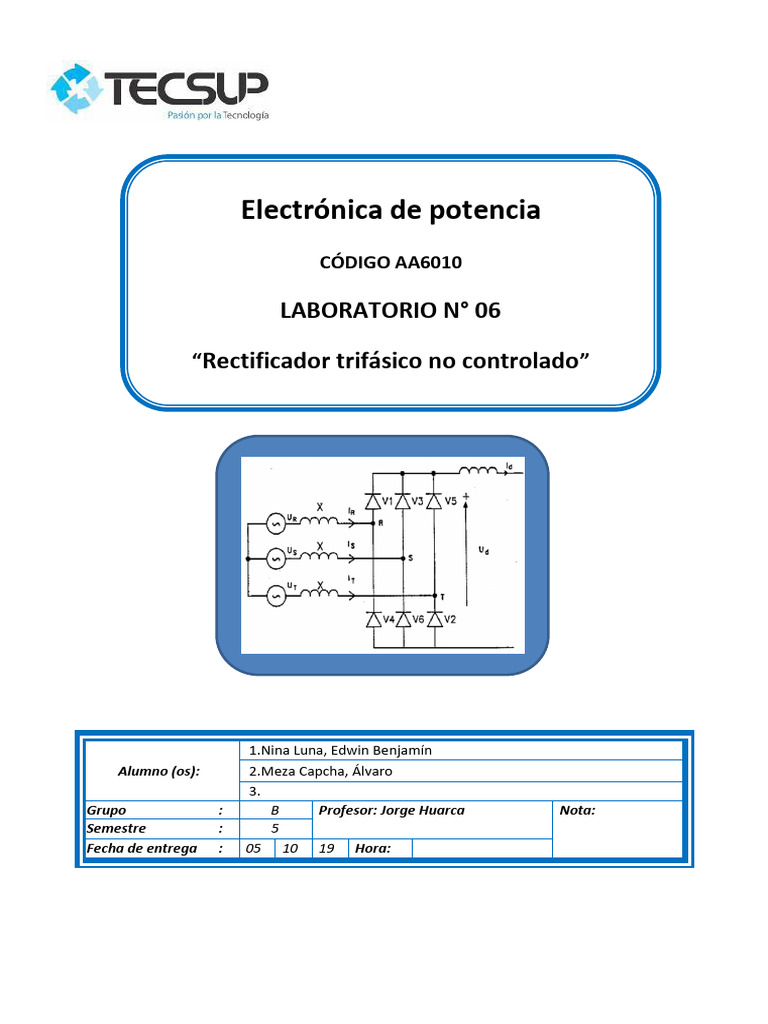 Lab06 - Rectificador Trifasico No Controlado | PDF | Rectificador ...