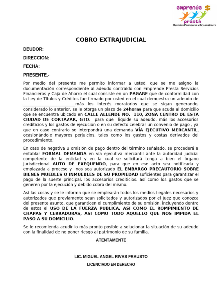 Cobro Extrajudicial Allende | PDF | Pagos