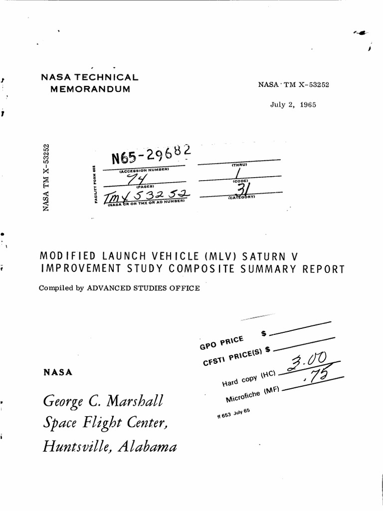 Saturn V MLV Improvement Study Summary | PDF | Saturn V | Marshall ...