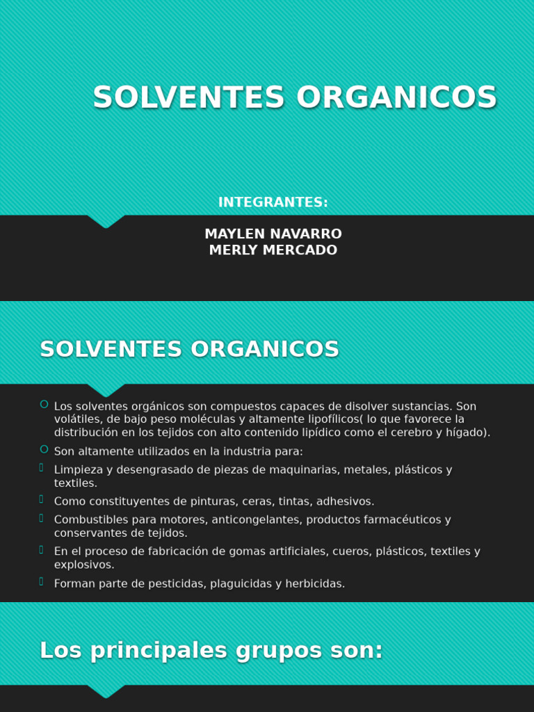 Solventes Orgánicos: Usos y Toxicidad | PDF | Hidrocarburos | Solvente