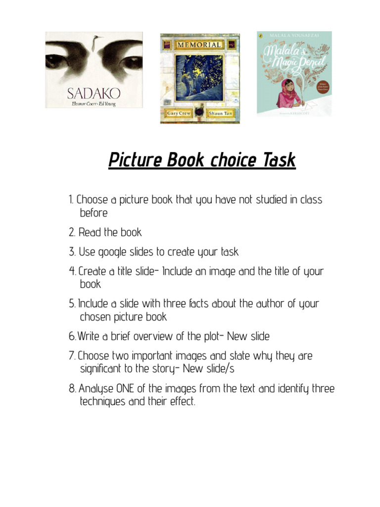 Picture Book Choice Task | PDF