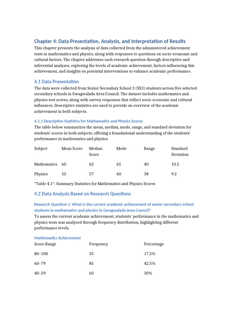 Complete Chapter 4 Data Presentation Analysis Interpretation | PDF ...