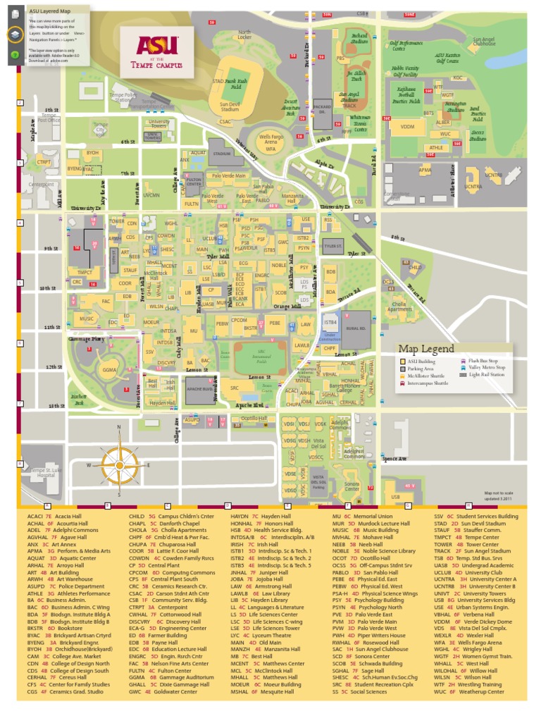 Asu Map Tempe 2011 Parking | PDF | Arizona State University | Sports