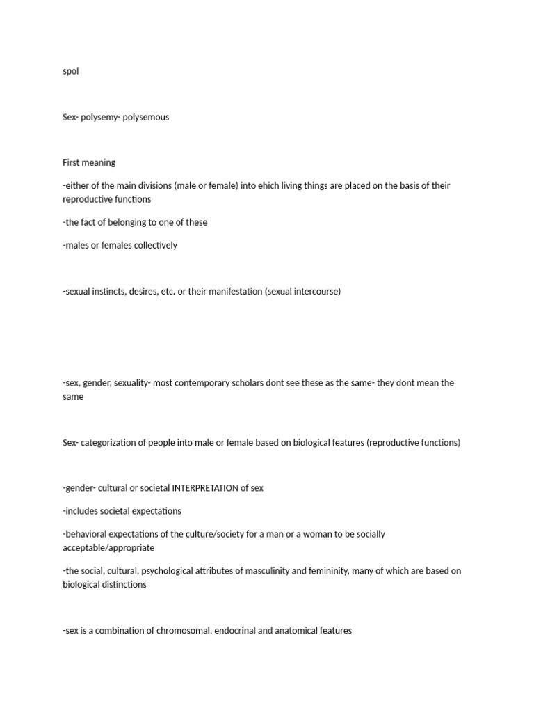 Spol Notes | PDF | Gender | Gender Studies