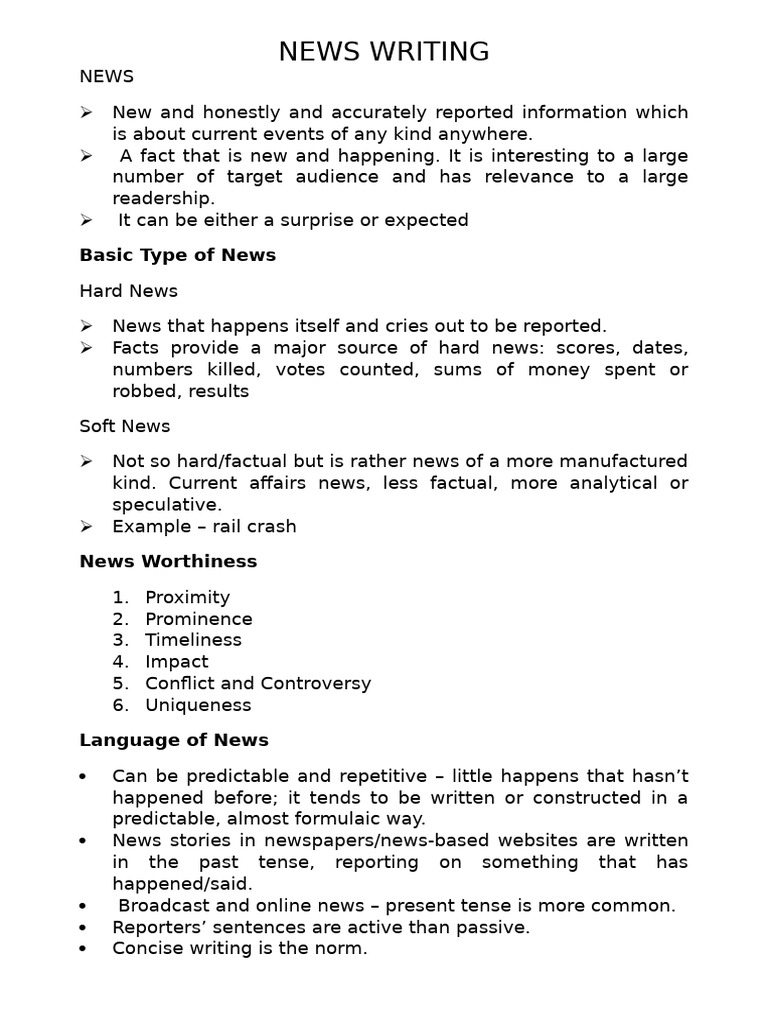 Lesson 2 News Writing | PDF | News | Human Communication