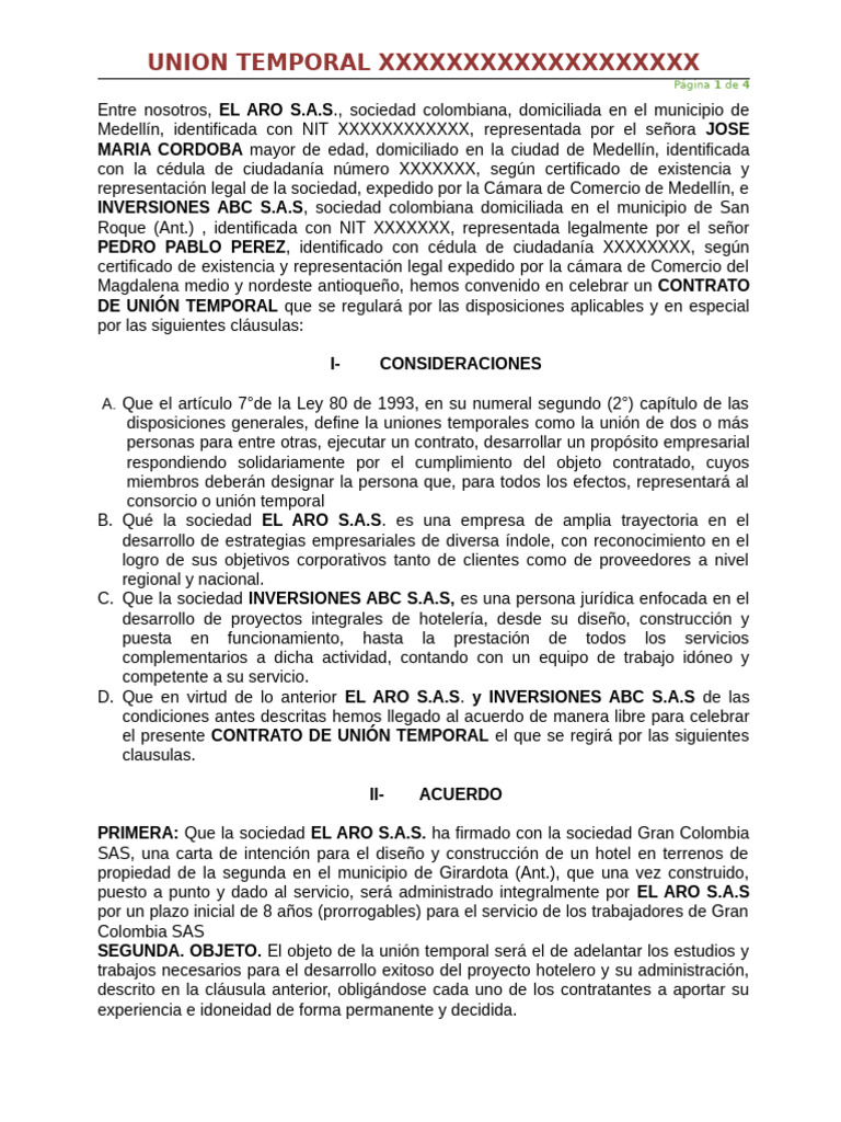 Union Temporal | PDF | Documento de identidad | Colombia