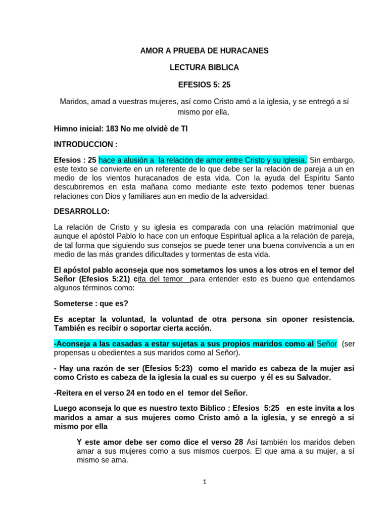 Amor A Prueba de Huracanes Sermon Mery | PDF | Cristo (título) | Amor