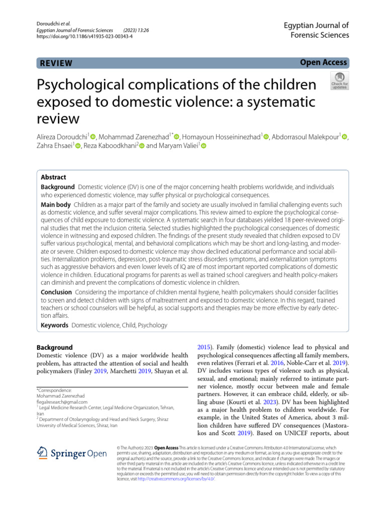 Psychological Impact of Domestic Violence on Children | PDF | Violence ...