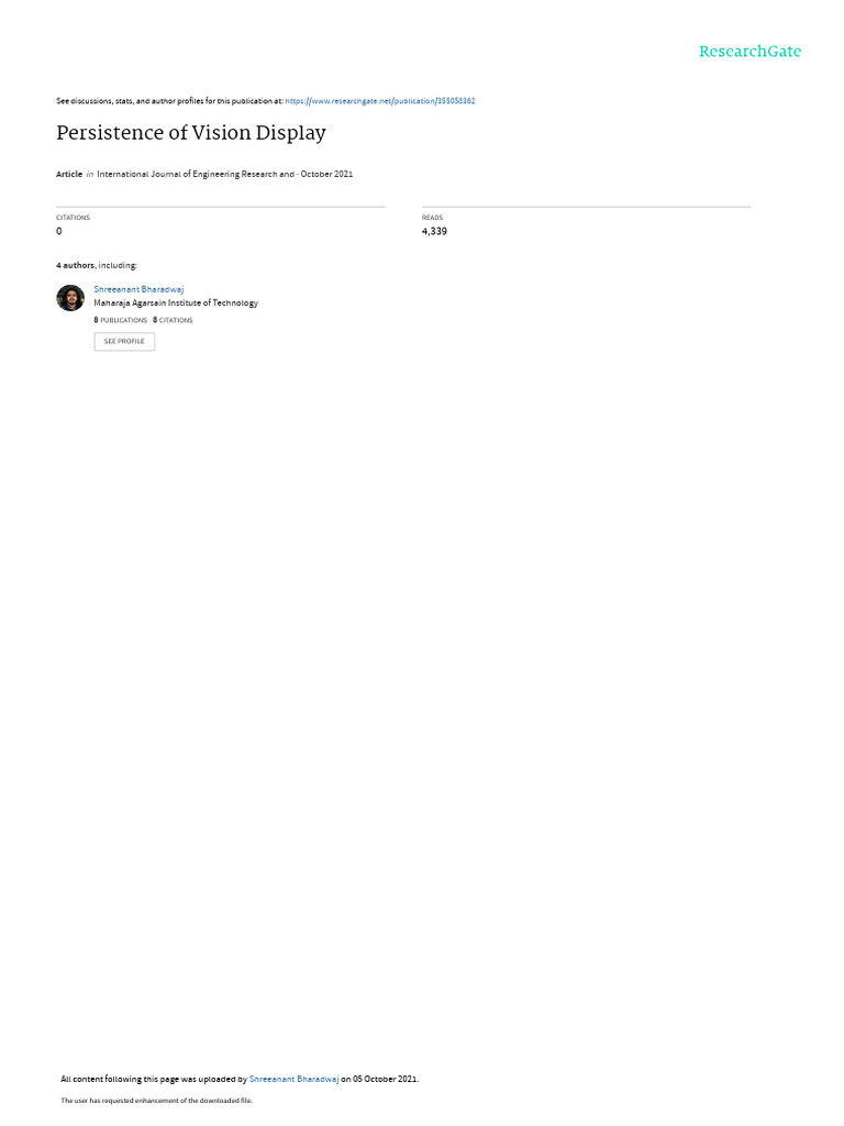 Persistence of Vision Display IJERTV10IS0901991 | PDF | Computer ...