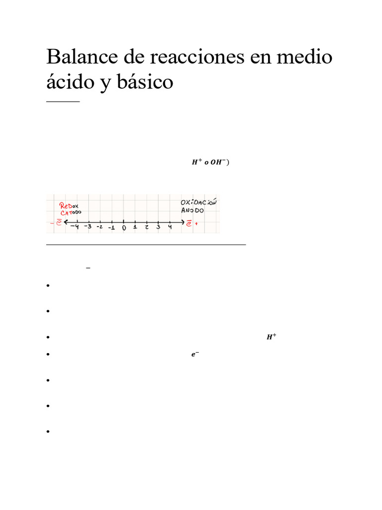Balance de Reacciones en Medio Ácido y Básico | PDF | Redox | Átomos