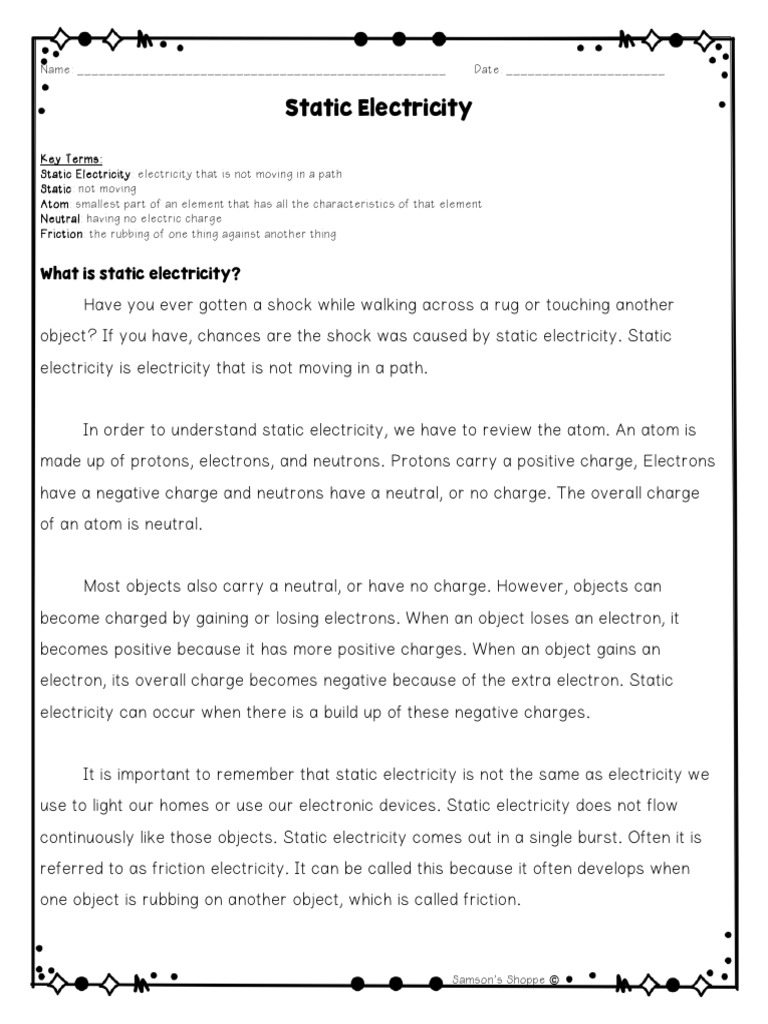 Static & Current Electricity Booklet | PDF | Electric Charge ...