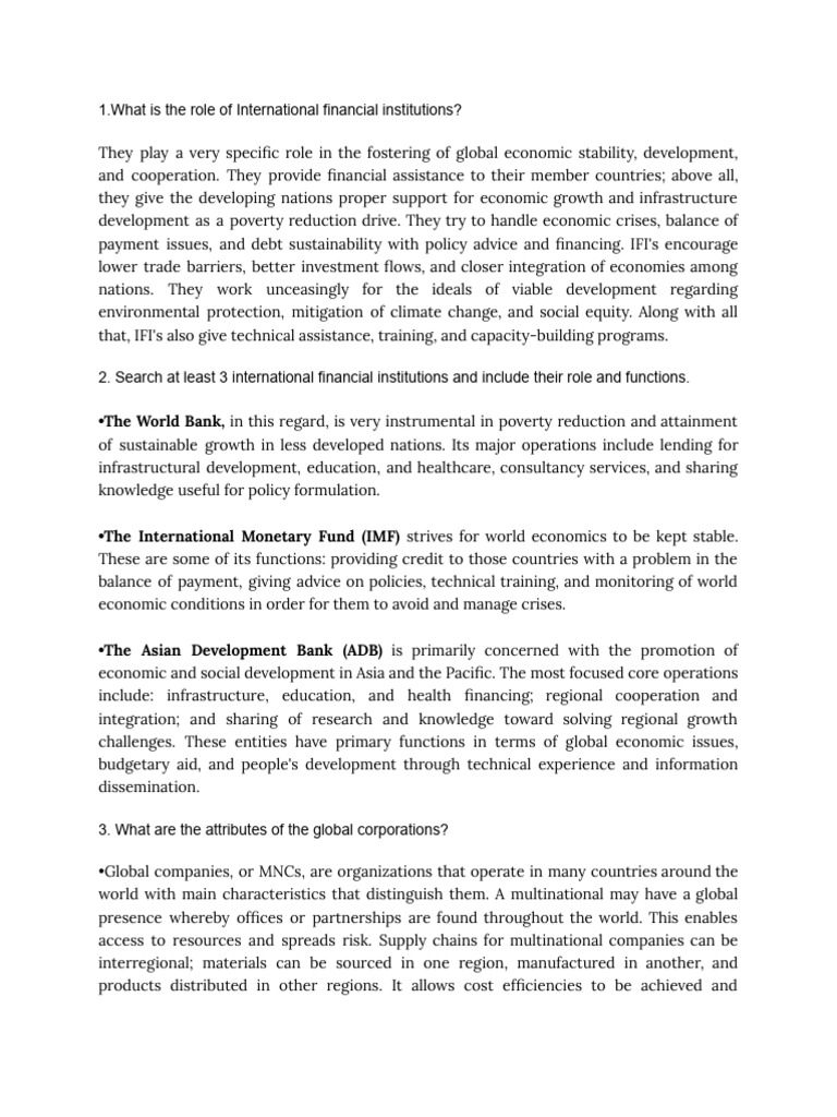 Contemporary World | PDF | Asian Development Bank | Multinational ...