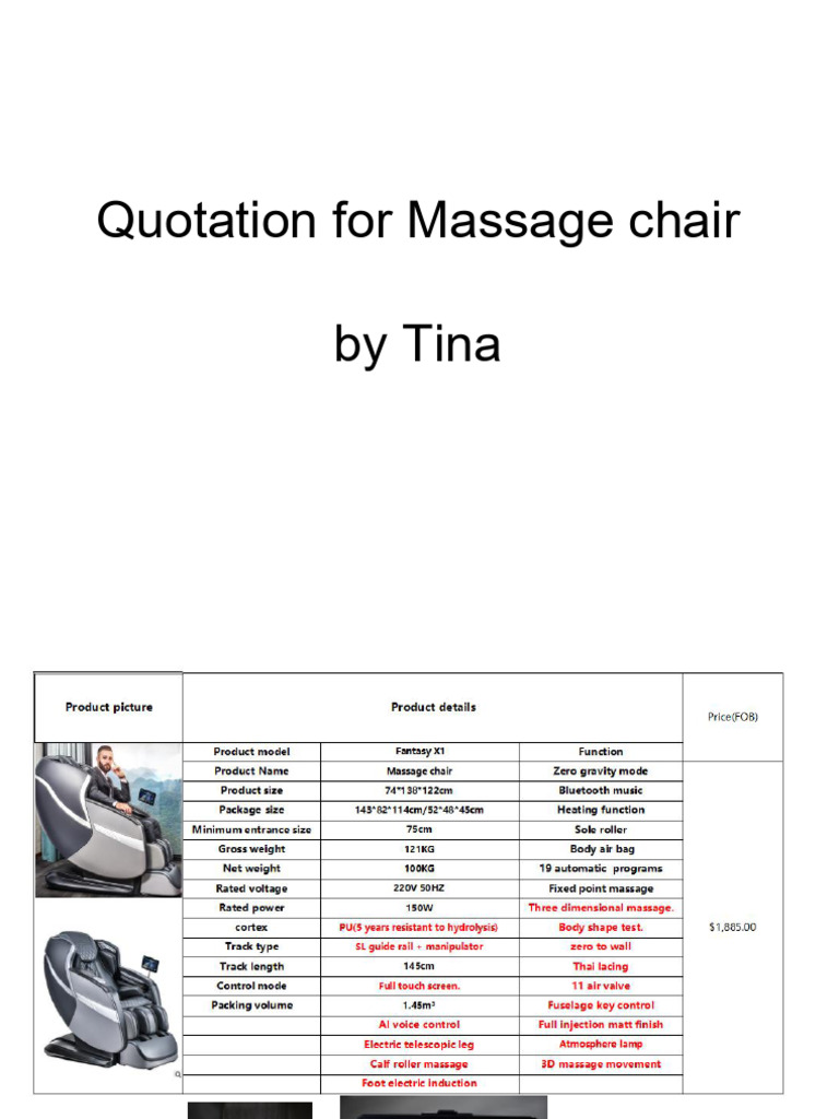 Quotation For Massage Chair by Tina | PDF