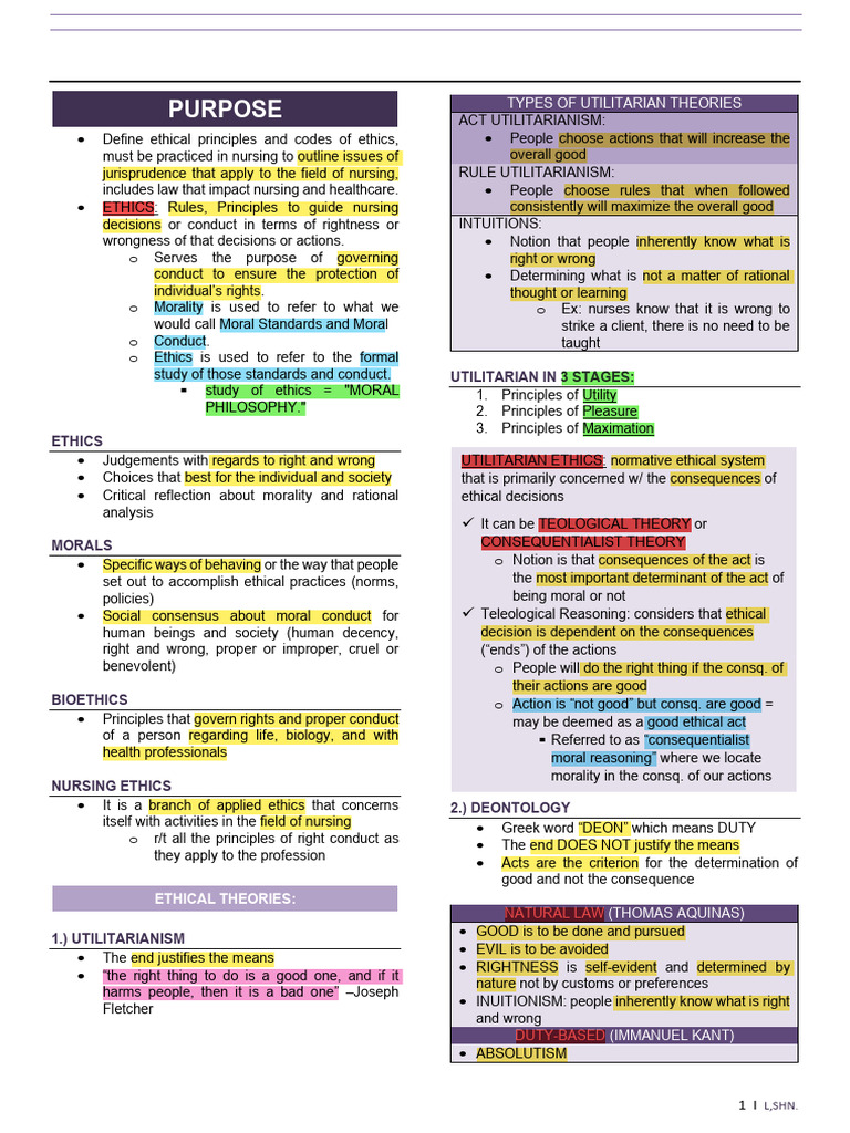 Topic 1 | PDF | Utilitarianism | Autonomy