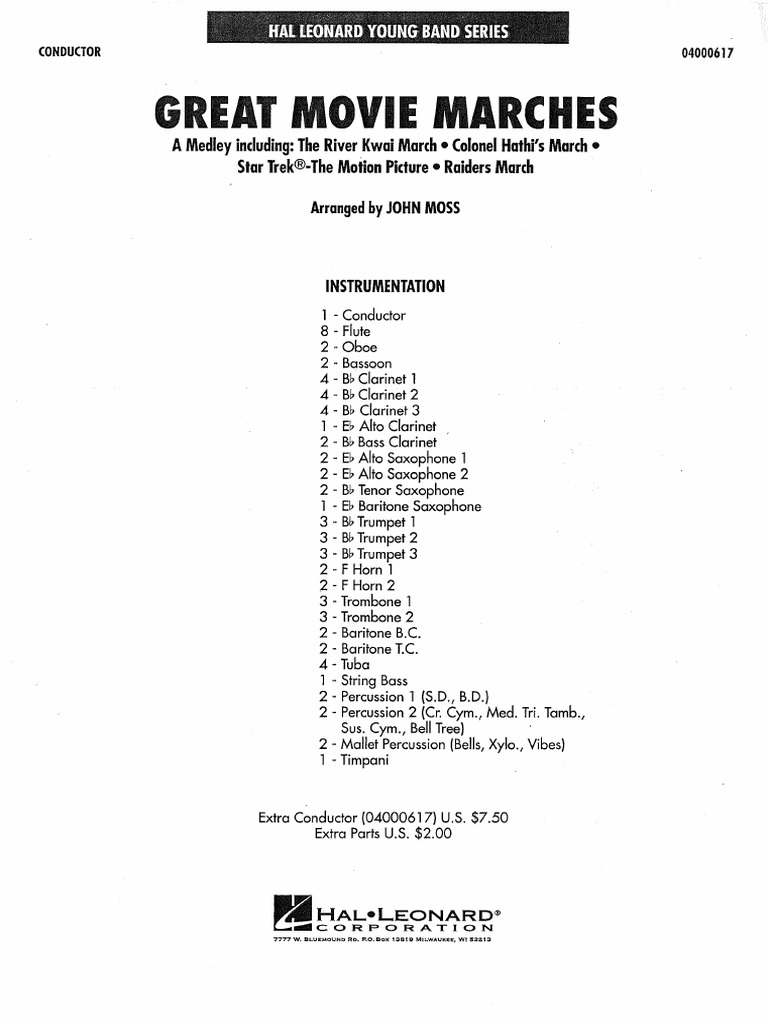 Great Movie Marches - Arr - John Moss | PDF