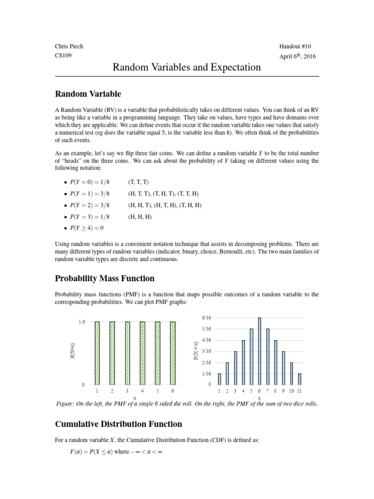 10 Random Variables | PDF | Probability Distribution | Expected Value