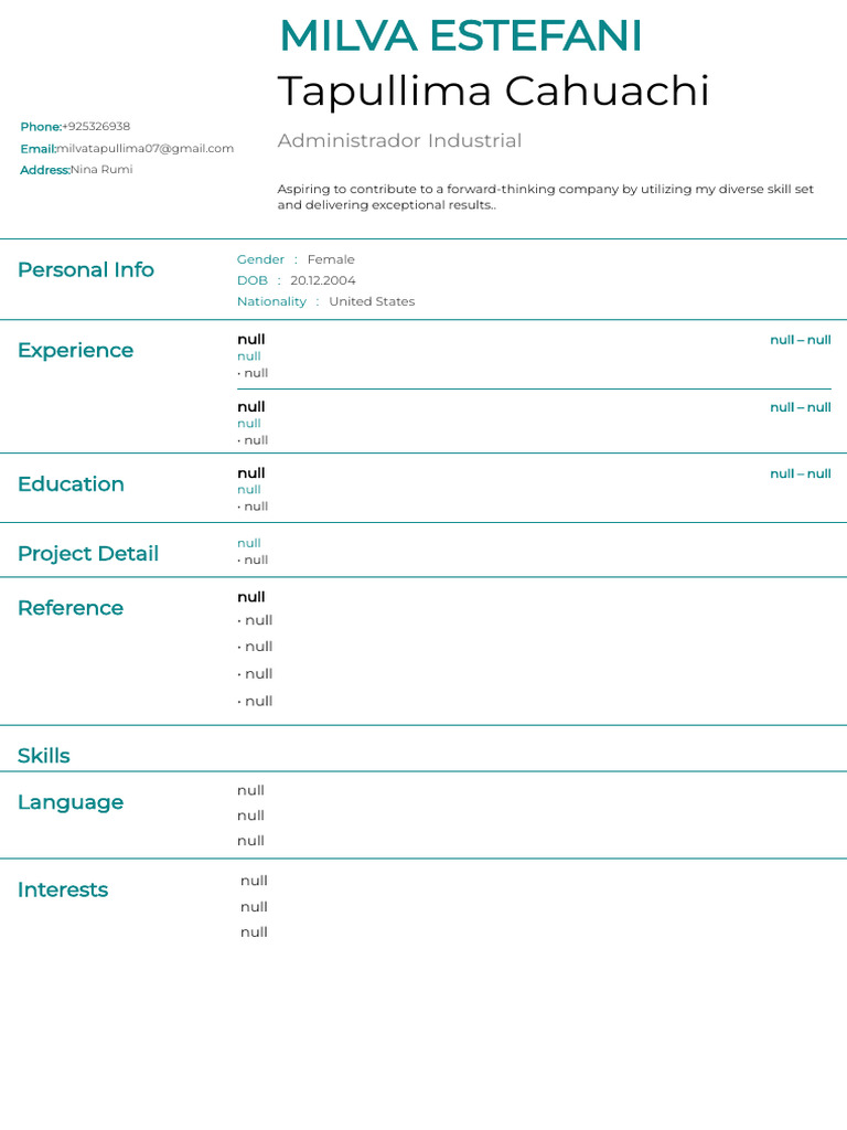 MILVA ESTEFANI - Resume - 551 | PDF