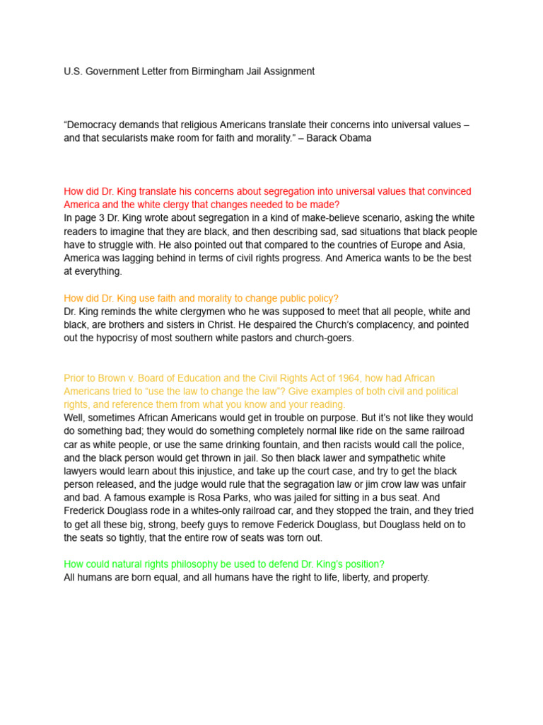 Letter From A Birmingham Jail | PDF | Martin Luther King Jr. | Civil ...