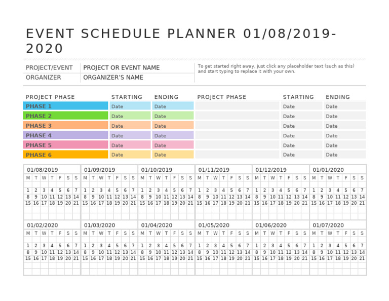 Event Schedule Planner 2019 | PDF