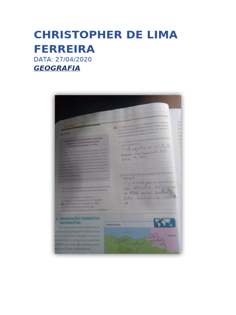 Atividade (GEOGRAFIA) (2) Christopher de Lima Ferreira | PDF