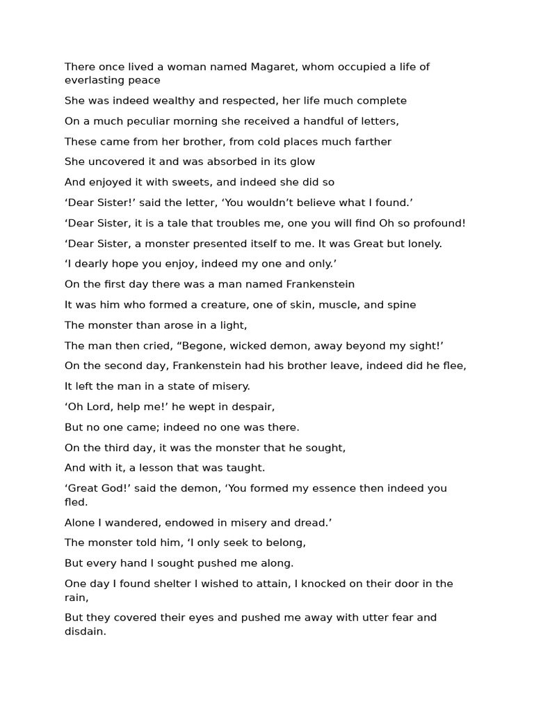"Frankenstein's Lonely Monster Tale" | PDF