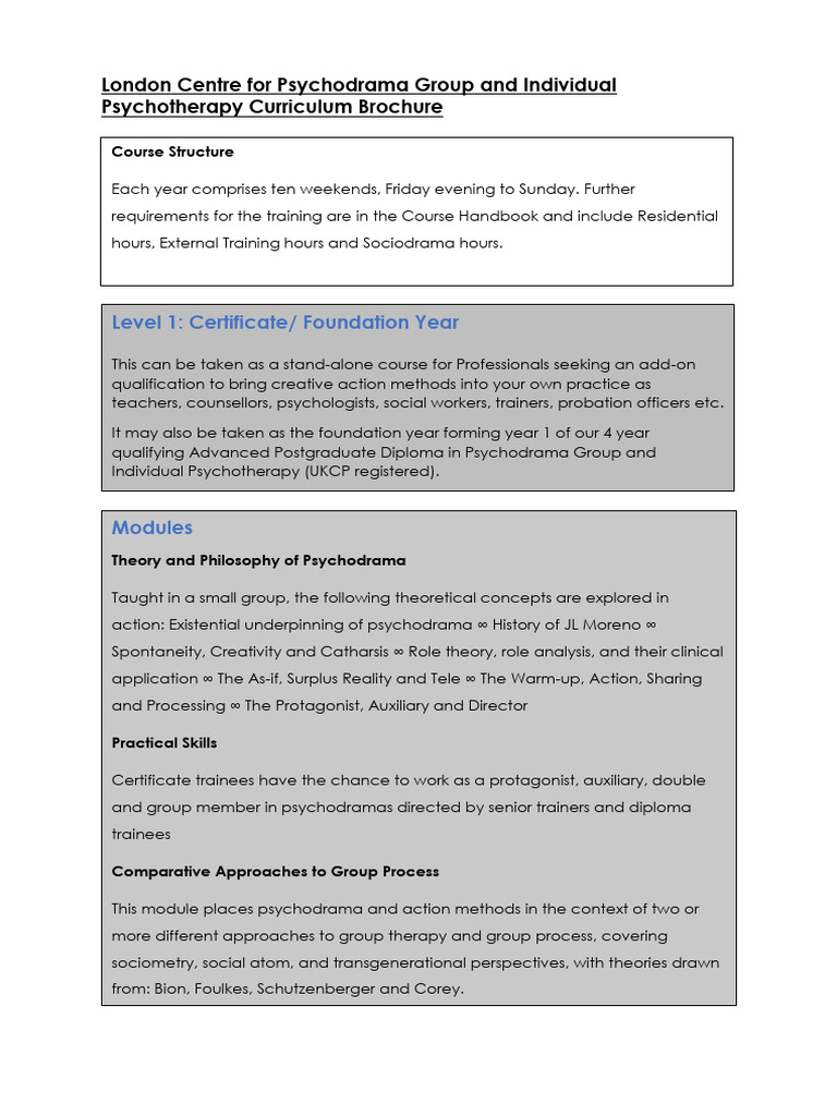 Curriculum Brochure | PDF | Psychotherapy | Psychology