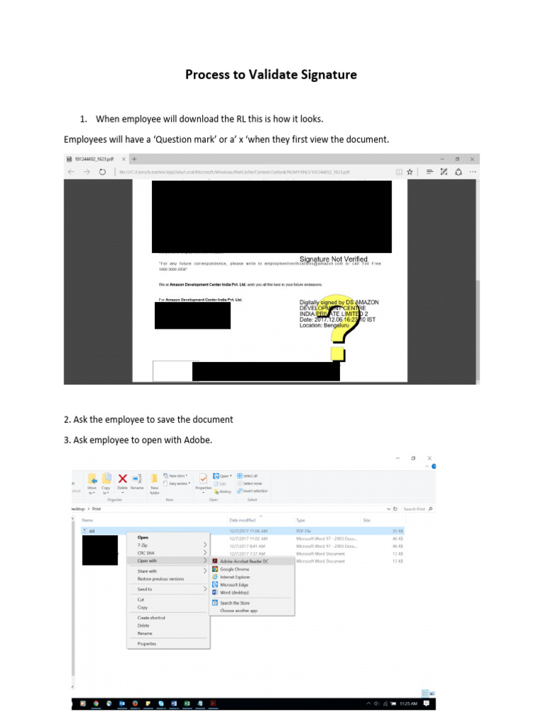 Process To Validate Signature | PDF