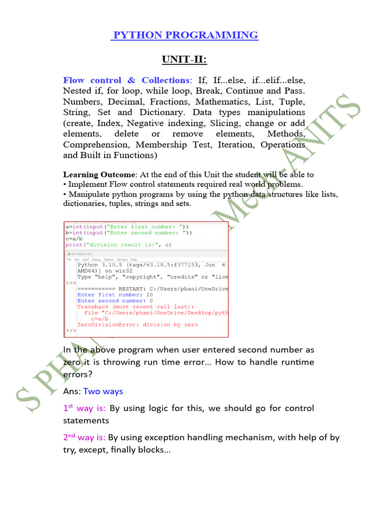 Python Unit2 | PDF | Rounding | Control Flow Python Unit2 | PDF | Rounding | Control Flow